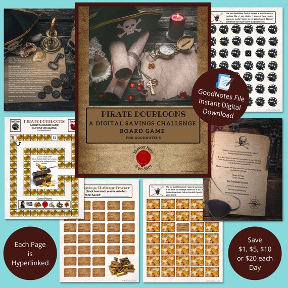 Pirate Doubloons Daily Savings Challenge A Digital Board Game | Etsy