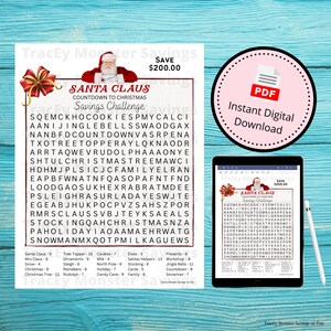 Santa Claus Countdown to Christmas Savings Challenge | Word Search ...