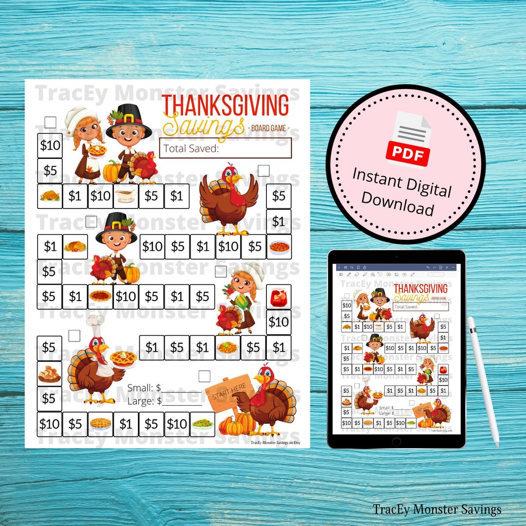 Thanksgiving Savings Challenge Board Game | Giving Thanks | Instant ...