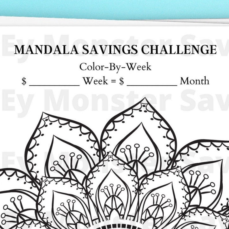 FLOWER 1 Mandala Color by Week Money Savings Challenge - Etsy
