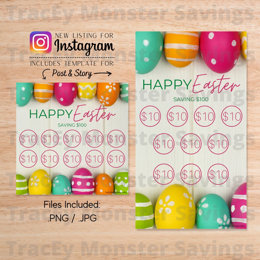 Instagram Money Savings Challenge & Tracker - Happy Easter 2 | Easter ...