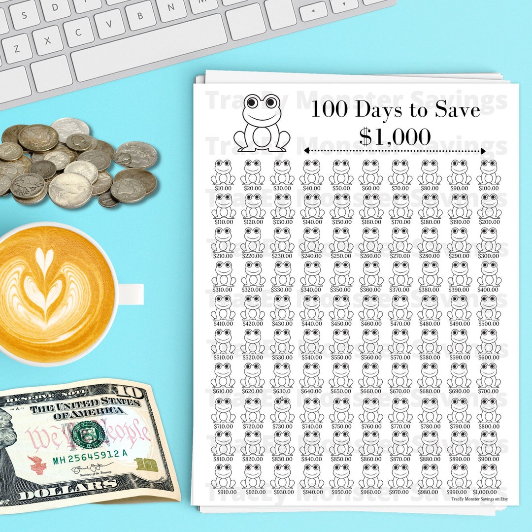 100 Days to Save 1000 Daily Savings Challenge & Tracker | Frogs ...