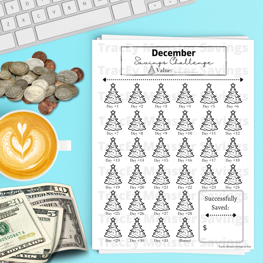 December Savings Challenge Tracker - Christmas Tree | Daily Challenge ...