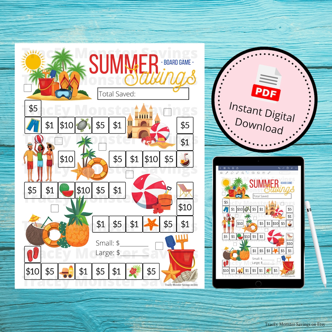 Summer Savings Challenge Board Game | Summer Time | Summertime | Beach ...
