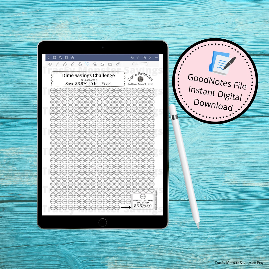Dime Savings Challenge Tracker for Goodnotes 5 | Saving Dimes | Coins ...