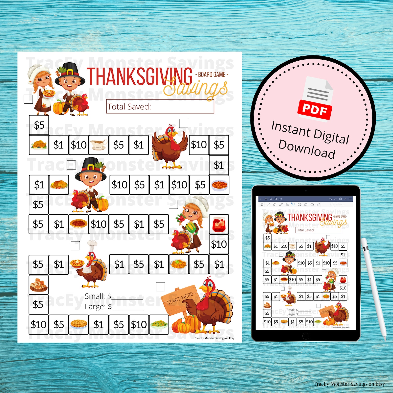 Thanksgiving Savings Challenge Board Game Giving Thanks - Etsy