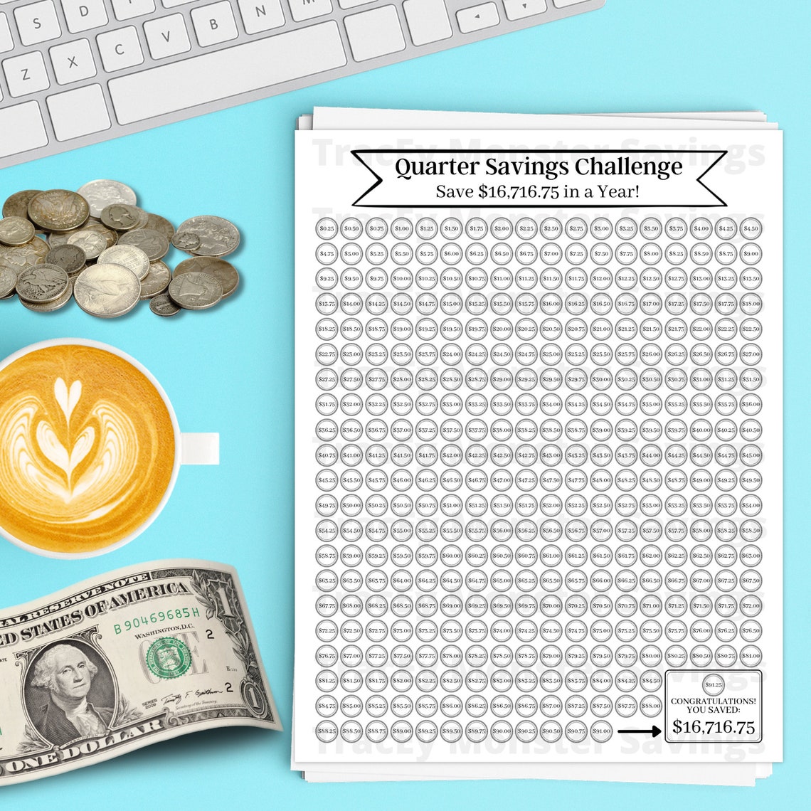 Quarter Savings Challenge | Quarter Challenge | Yearly Savings ...