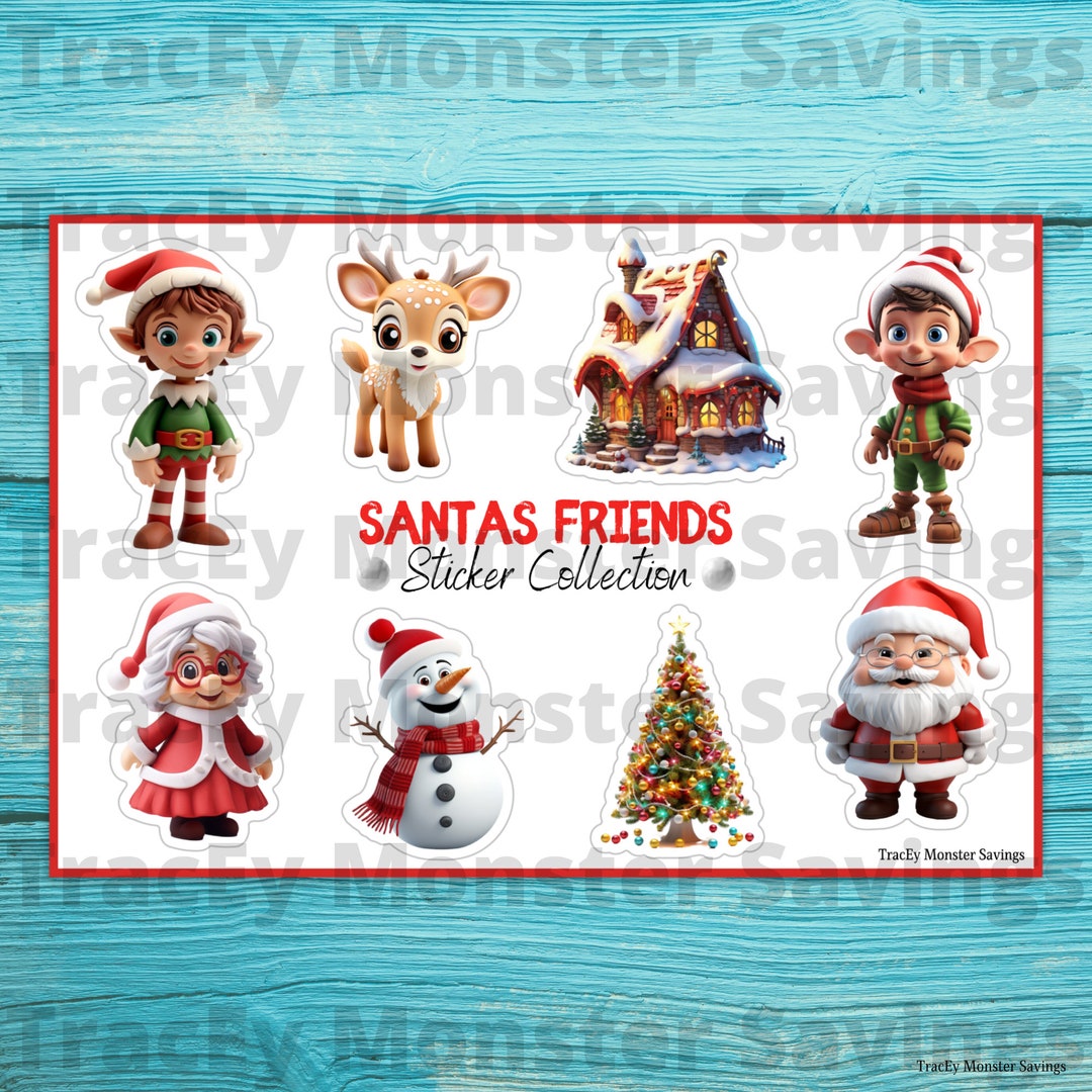 Santas Friends Kiss Cut Vinyl Sticker Sheet | Brand NEW | Easy Peeling ...