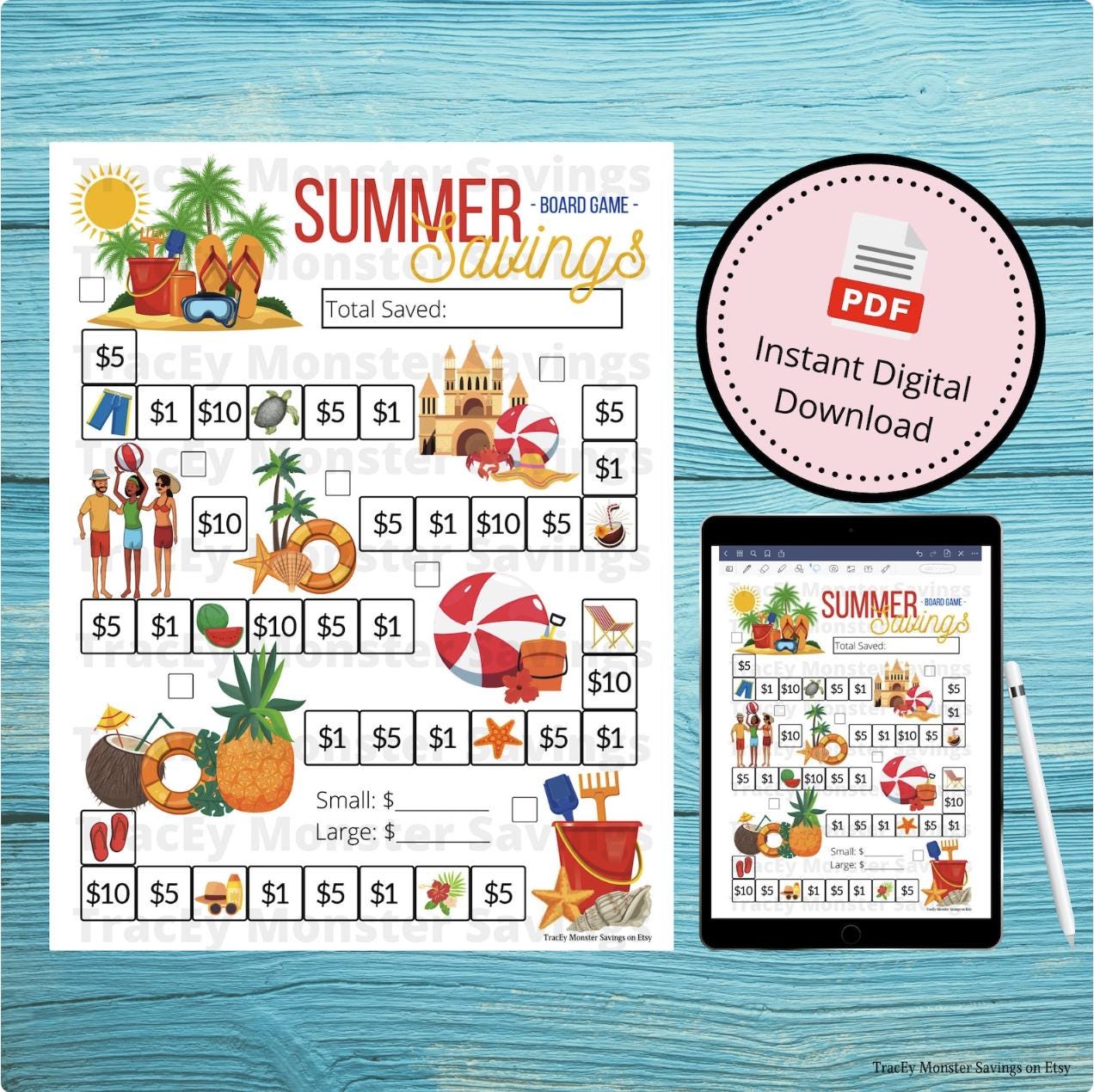 Summer Savings Challenge Board Game | Summer Time | Summertime | Beach ...