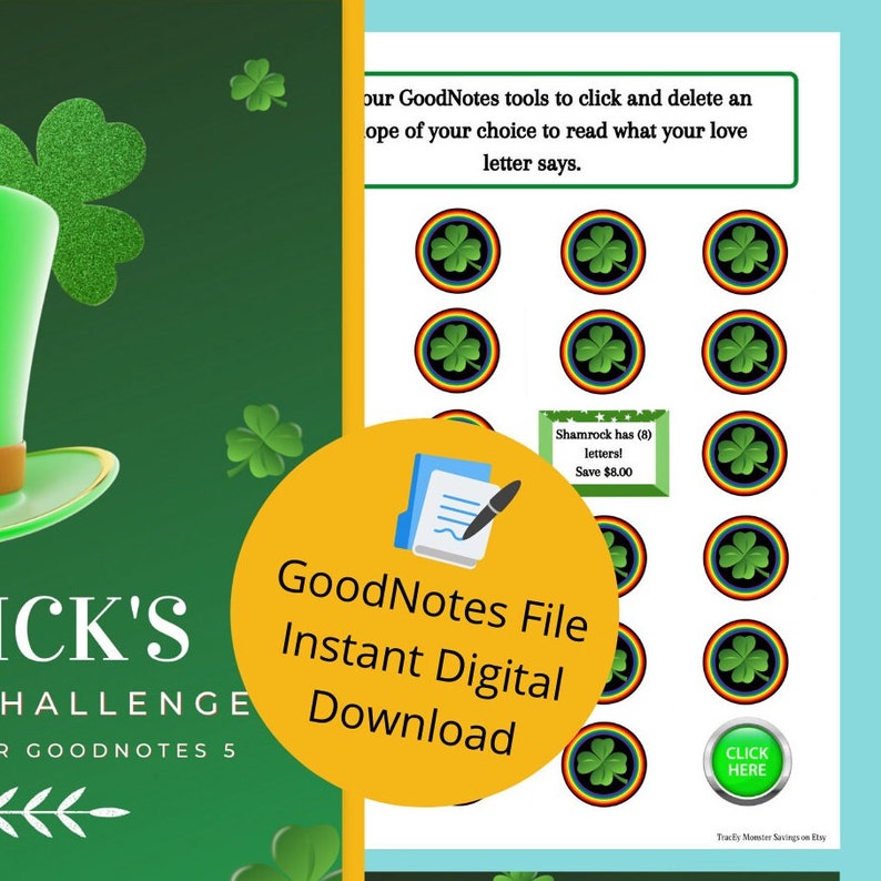 St. Patrick's Daily Savings Challenge Digital Board Game for Goodnotes ...