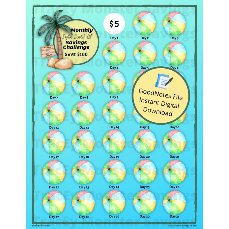 Monthly Digital Scratch off Savings Challenge Goodnotes File - Etsy