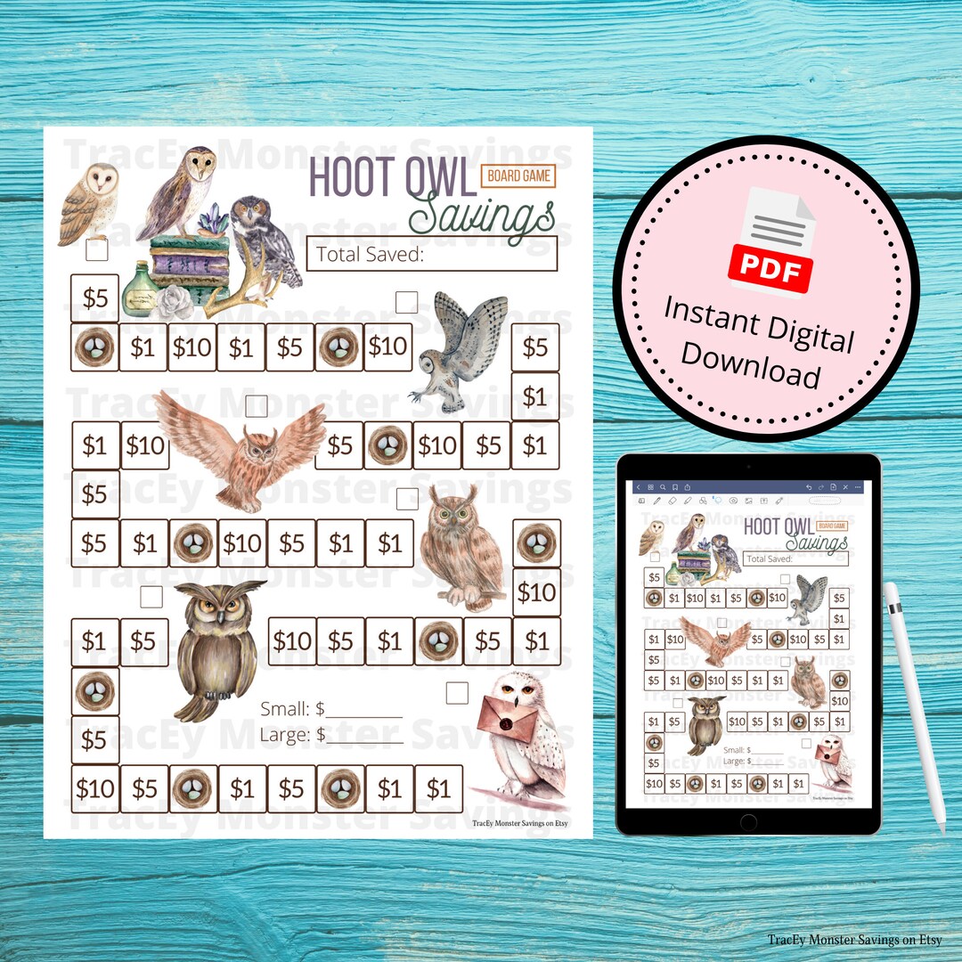 Hoot Owl Savings Challenge Board Game | Owls | Instant Digital Download ...