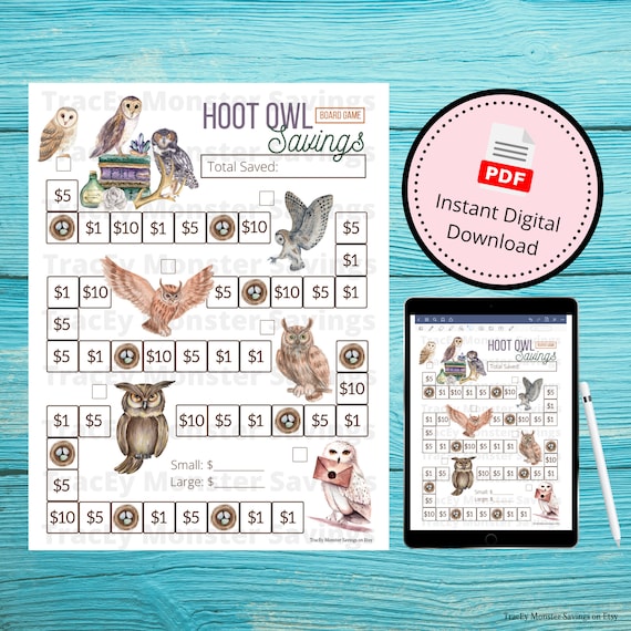 Hoot Owl Savings Challenge Board Game Owls Instant Digital - Etsy