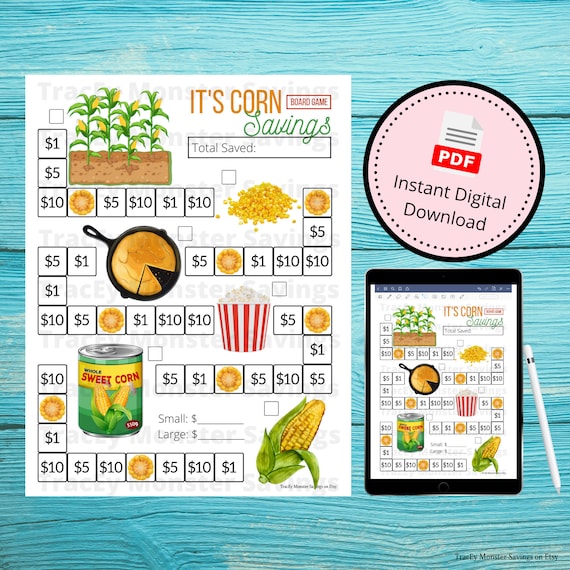 It's Corn Savings Challenge Board Game Instant Digital - Etsy