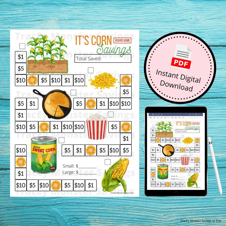 It's Corn Savings Challenge Board Game Instant Digital - Etsy