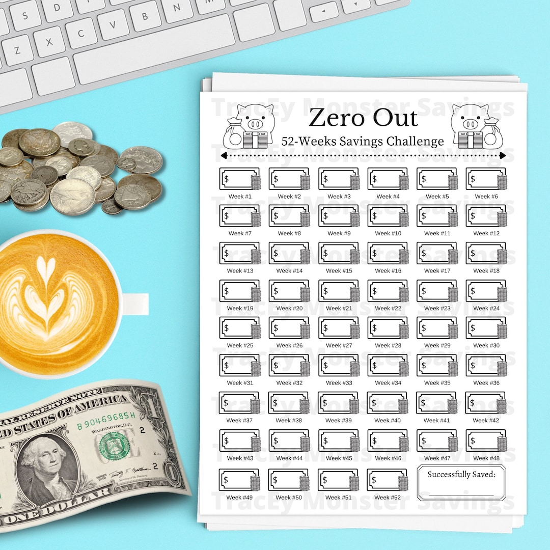 Zero Out 52 Weeks Savings Challenge & Tracker | Zero Out Savings ...