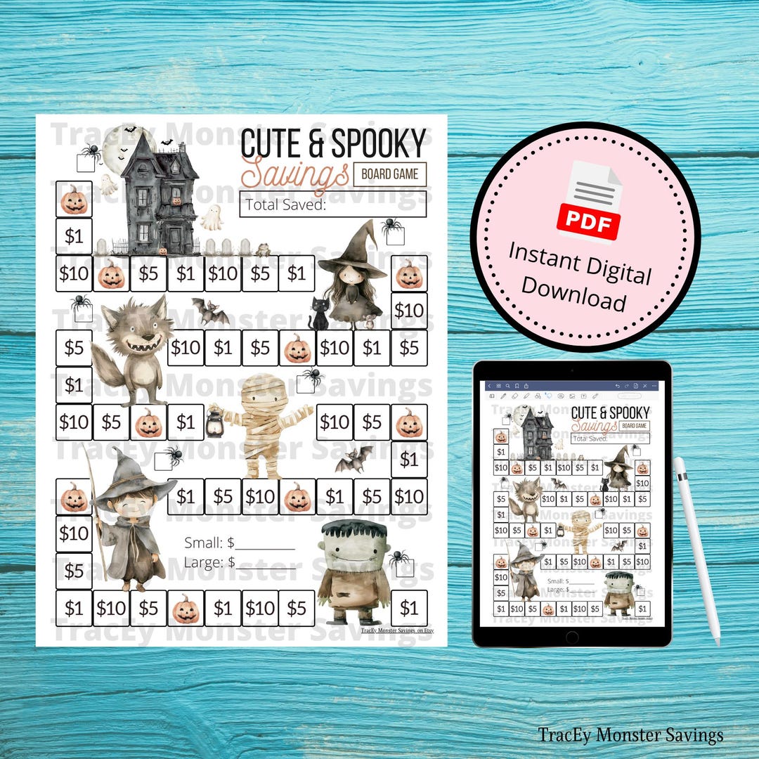 Cute & Spooky Savings Board Game Challenge | Instant Digital Download ...