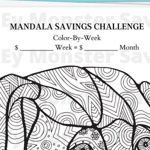 DOG Mandala Color by Week Money Savings Challenge Tracker | Money ...