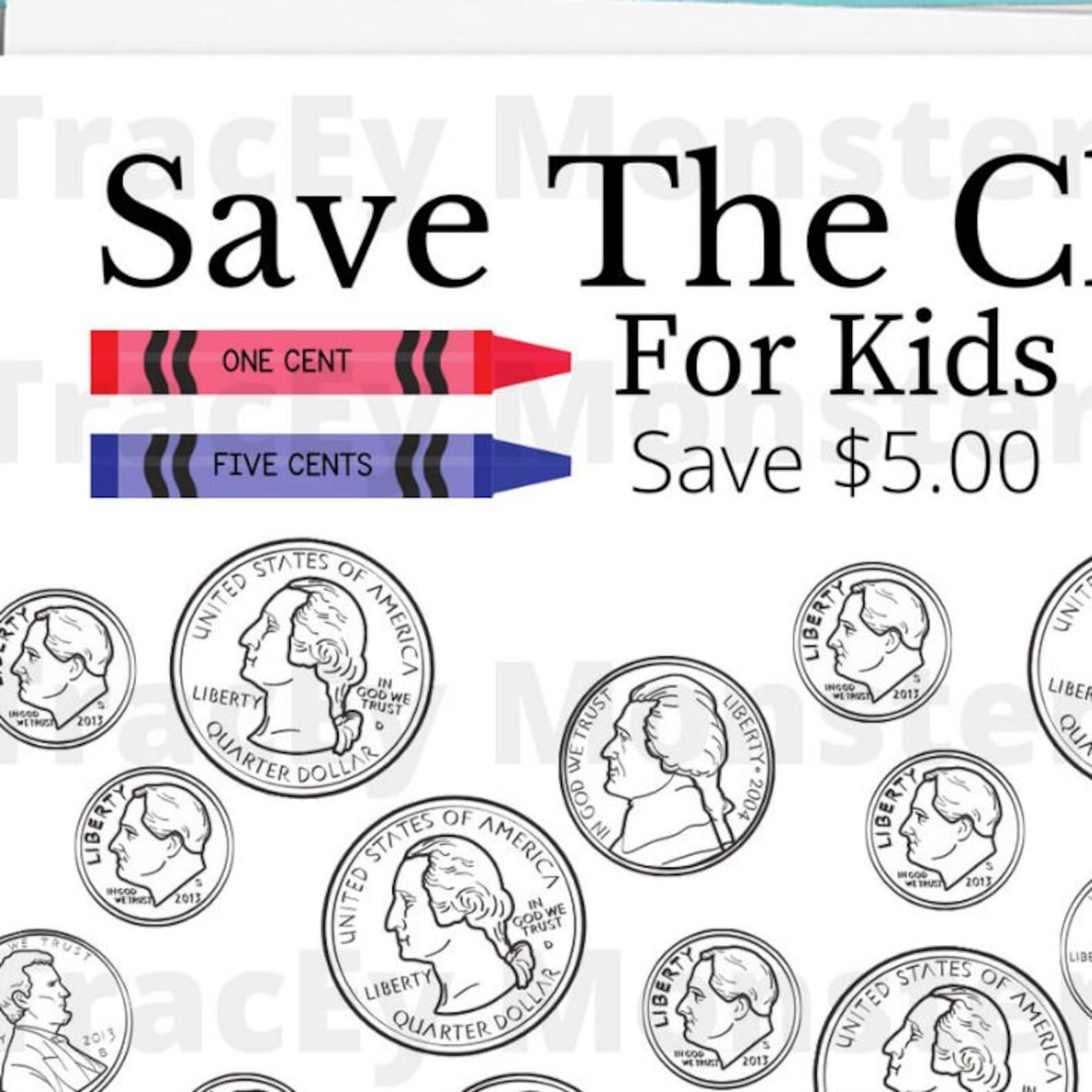 Save the Change for Kids Money Savings Challenge Tracker | Savings ...