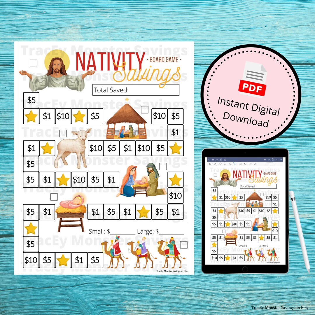 Nativity Savings Challenge Board Game | Jesus Birthday | Savior | Lamb ...