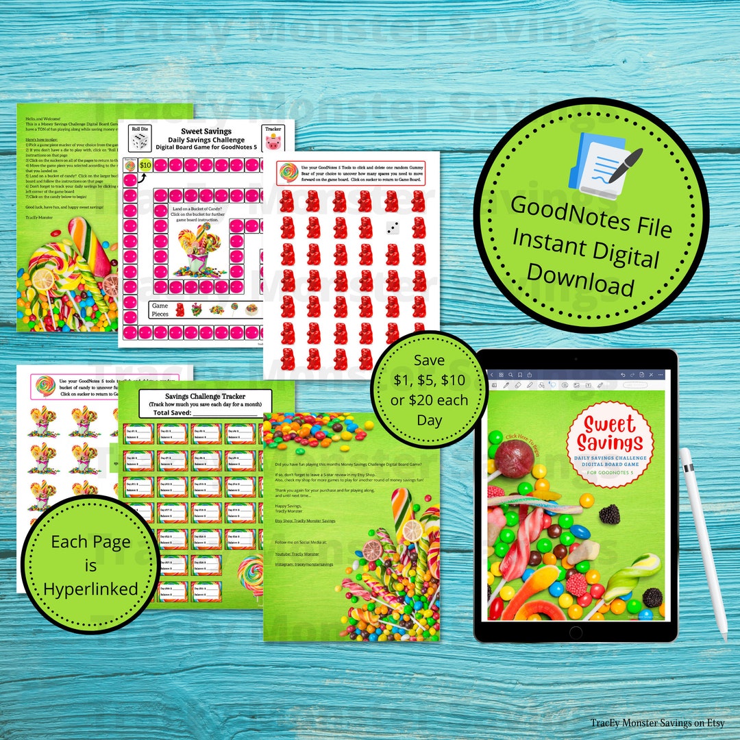 Sweet Savings Daily Savings Challenge Digital Board Game for Goodnotes ...