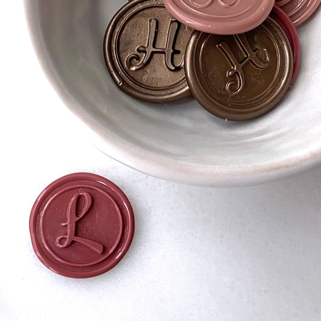 Initial Wax Seals: Cursive Font, Peel and Stick Invitation Seals - Etsy