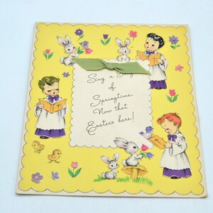 Vintage Easter Card - Choir Boys and Easter Bunnies - Used - Etsy