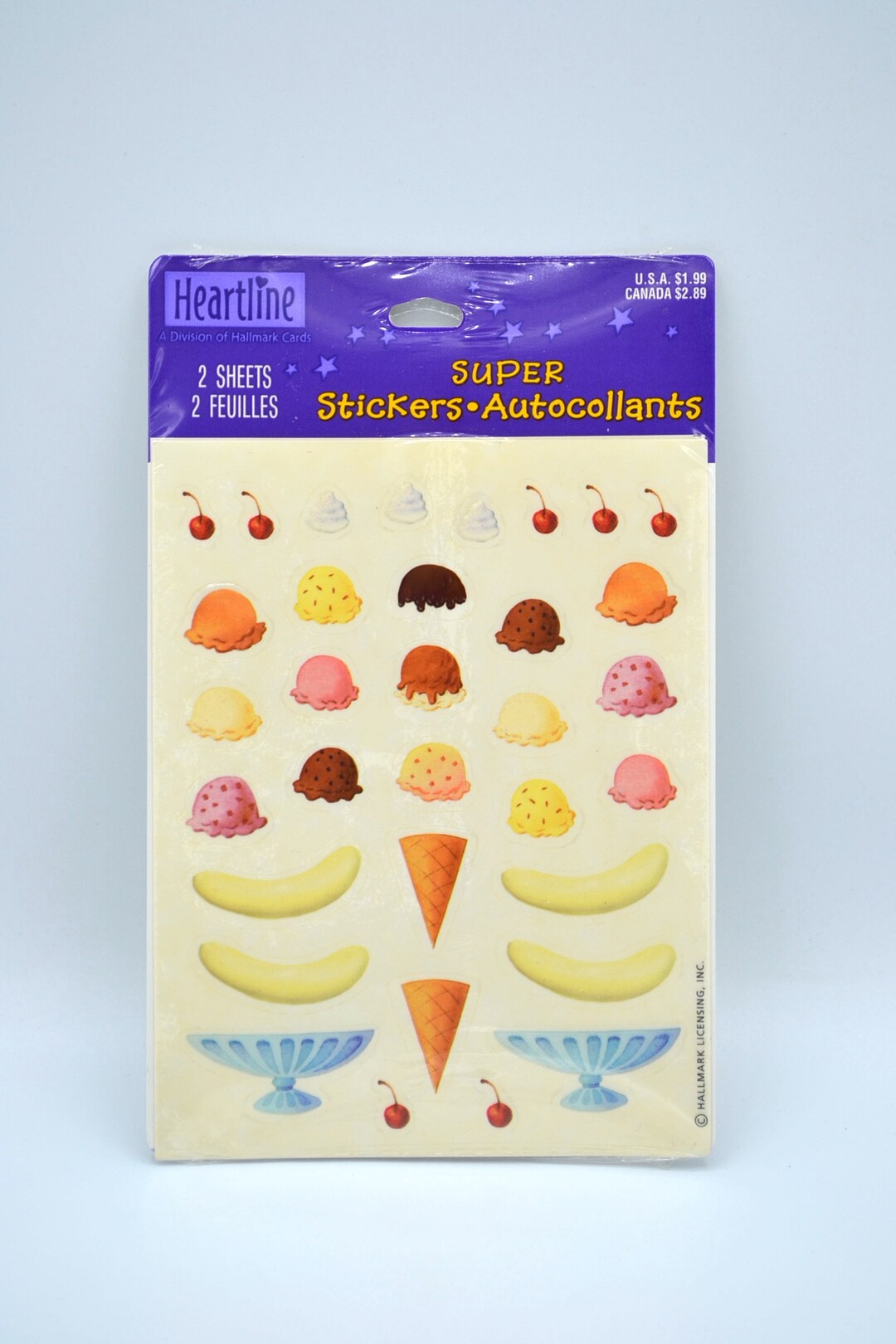 Vintage Stickers - Ice Cream Sundae Banana Split - NOS Package of 2 ...