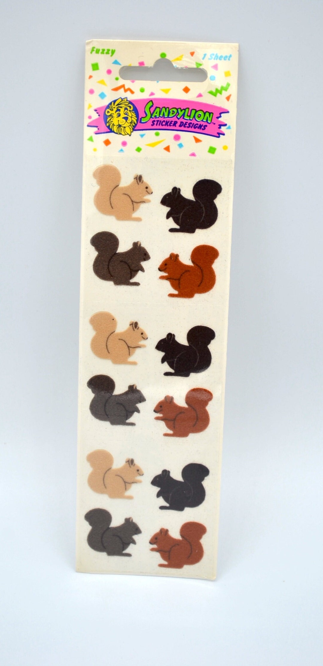Vintage Stickers - Sandylion Fuzzy Squirrels - 1990 NOS Package Modules ...