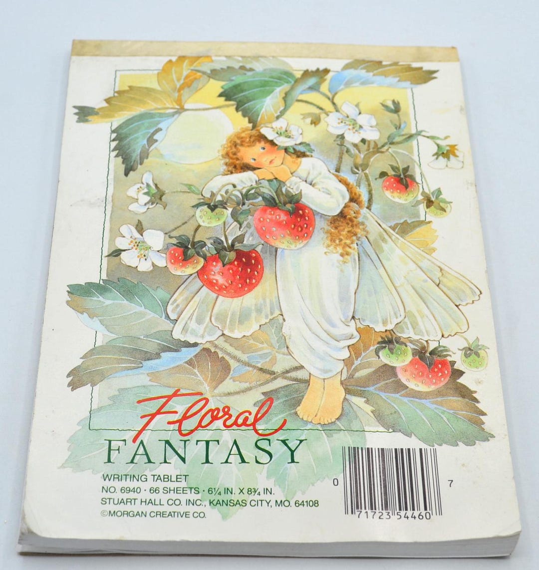 Vintage Stationery Writing Paper Pad - Strawberry Fairy Floral Fantasy ...