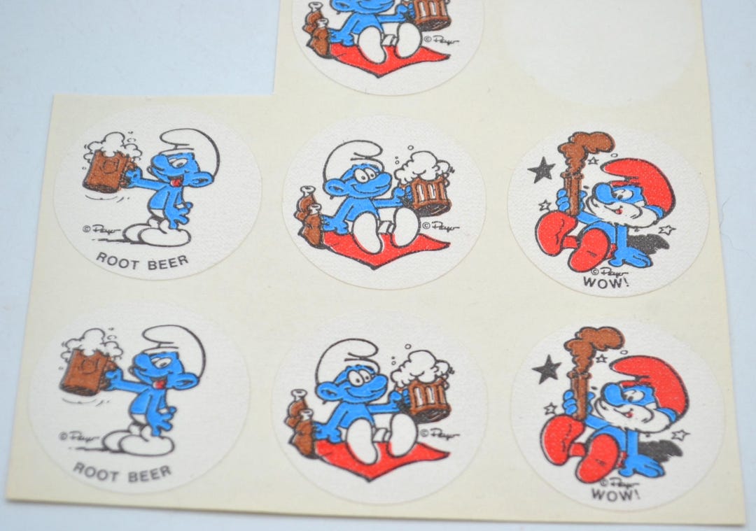 9 Vintage Smurf Stickers - Scented Scratch and Sniff Root Beer - Peyo ...