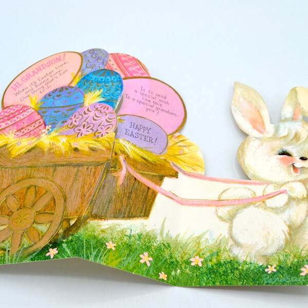 Vintage Bunny Pulling Cart - Etsy