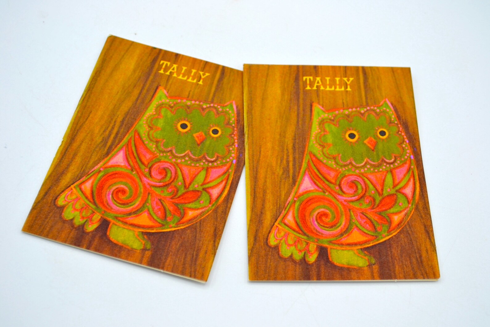 Vintage Tally Cards Mod Pink and Green Owl Unused Hallmark - Etsy