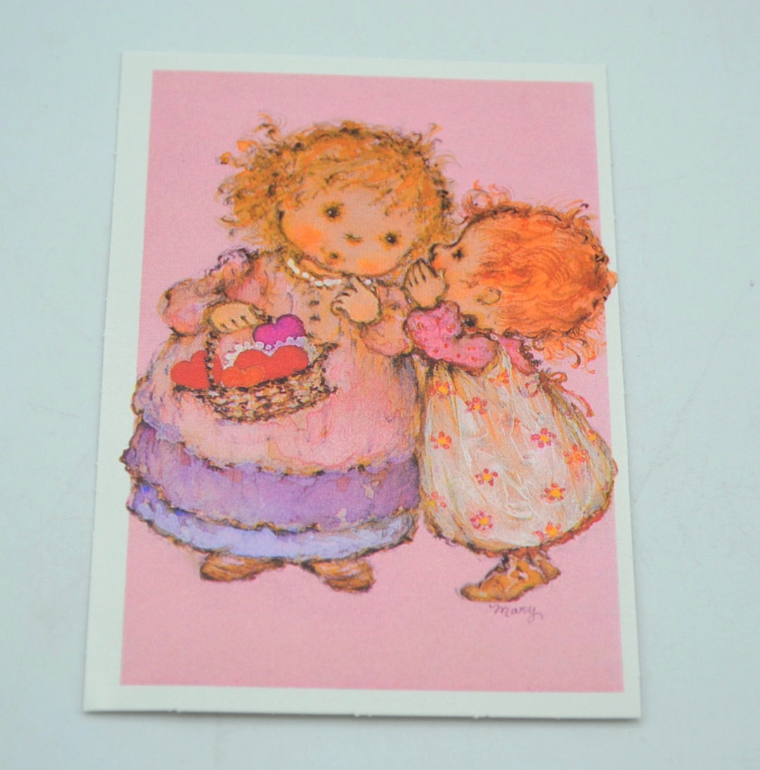Vintage Mary Hamilton Valentine Card - Little Girls Whispering Secrets ...