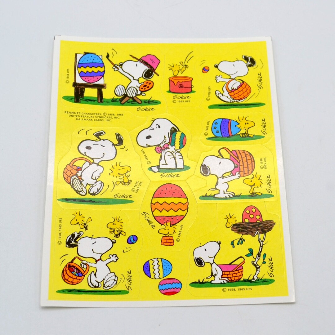 Vintage Stickers - Peanuts Easter Snoopy Woodstock - Full Sheet ...