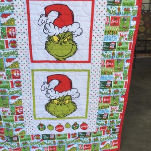 Grinch Faces Christmas Quilt - Etsy