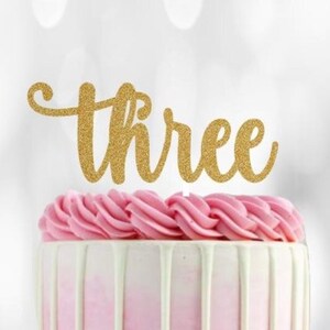 Three Cake Topper Third Birthday Cake Topper 3rd Birthday Decor Three ...