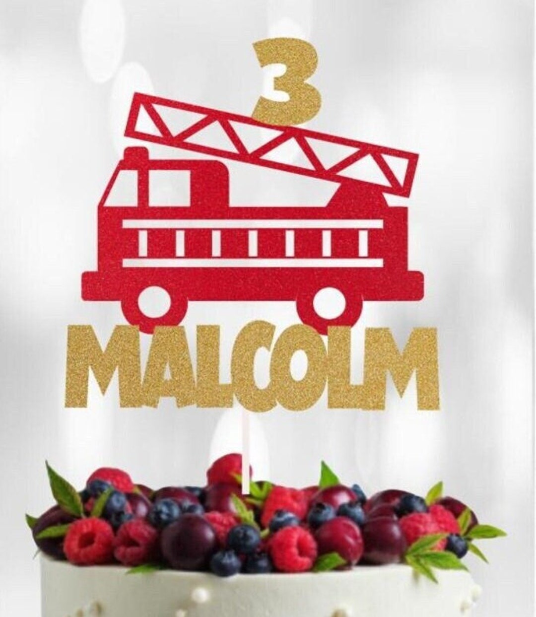 Fire Truck Cake Topper, Fire Truck Topper Custom Fire Truck Cake Topper ...