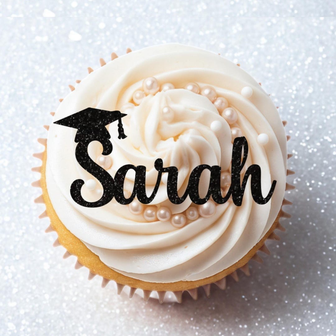 Personalized Graduation Cupcake Toppers, Custom Name Grad Cap Picks ...