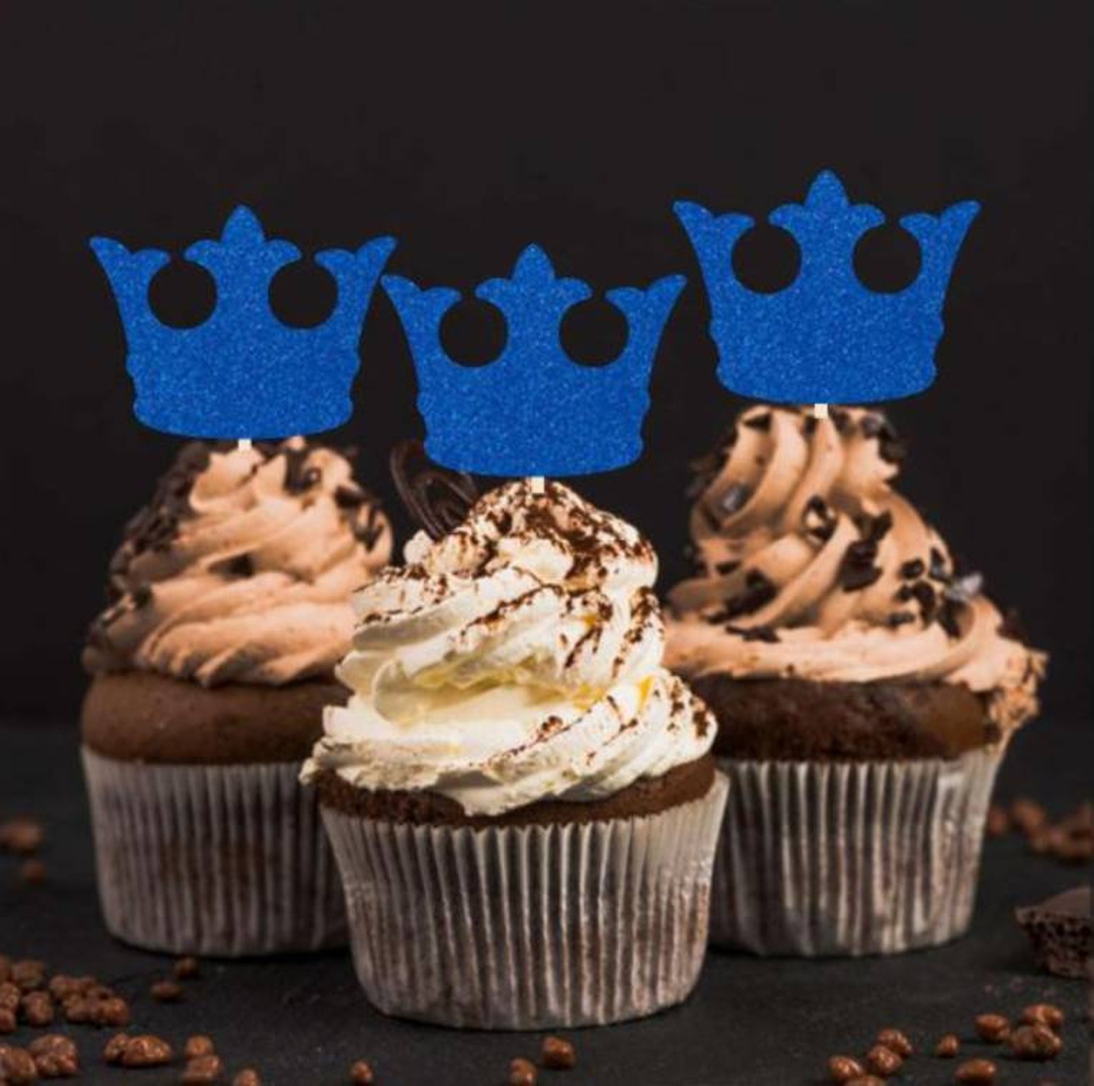 Prince Cupcake Toppers Prince Crown Cupcake Toppers Glitter - Etsy