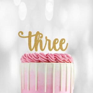 Three Cake Topper Third Birthday Cake Topper 3rd Birthday Decor Three ...