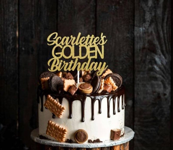 Golden Birthday Cake Topper Custom Golden Birthday Topper | Etsy