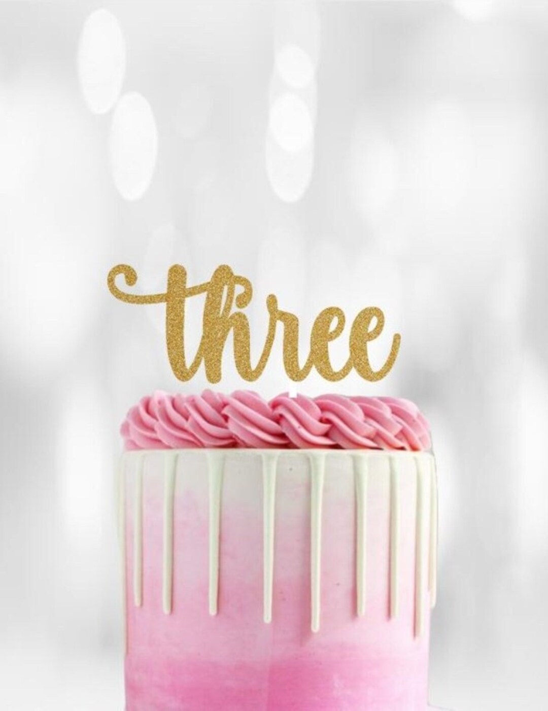 Three Cake Topper Third Birthday Cake Topper 3rd Birthday Decor Three ...