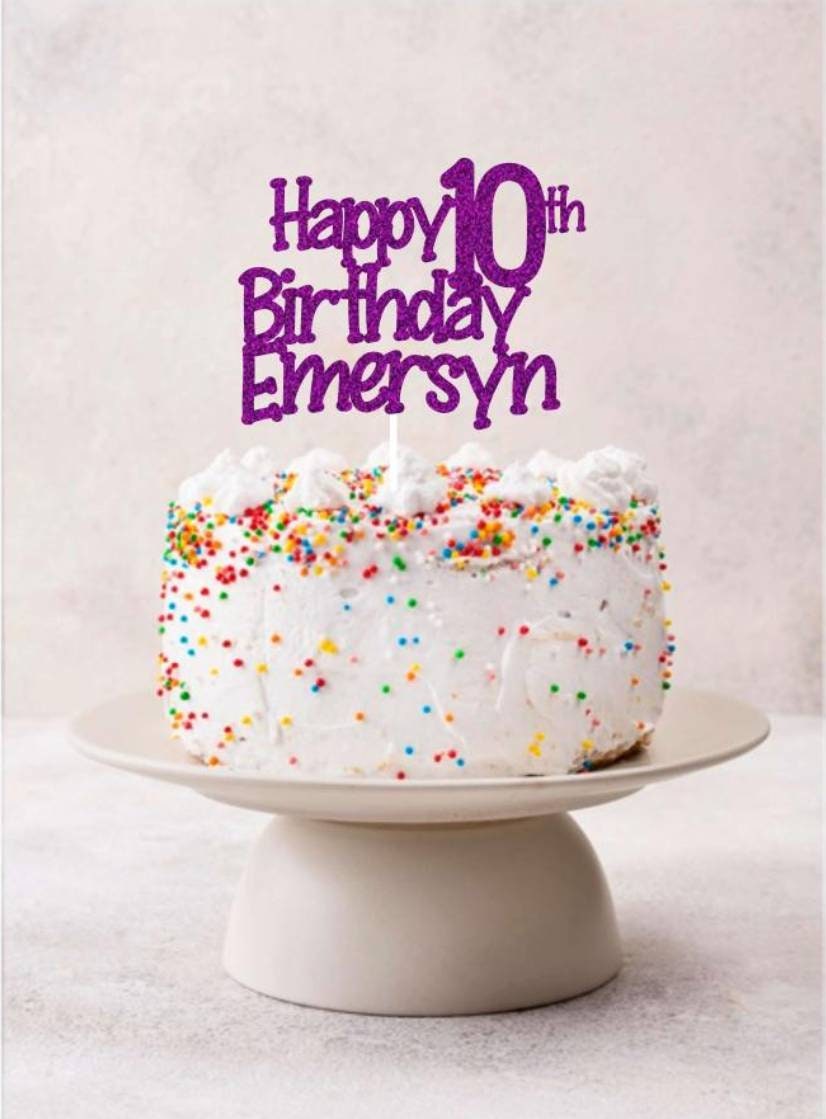 Happy 10th Birthday Cake Topper Custom Happy Birthday Topper | Etsy