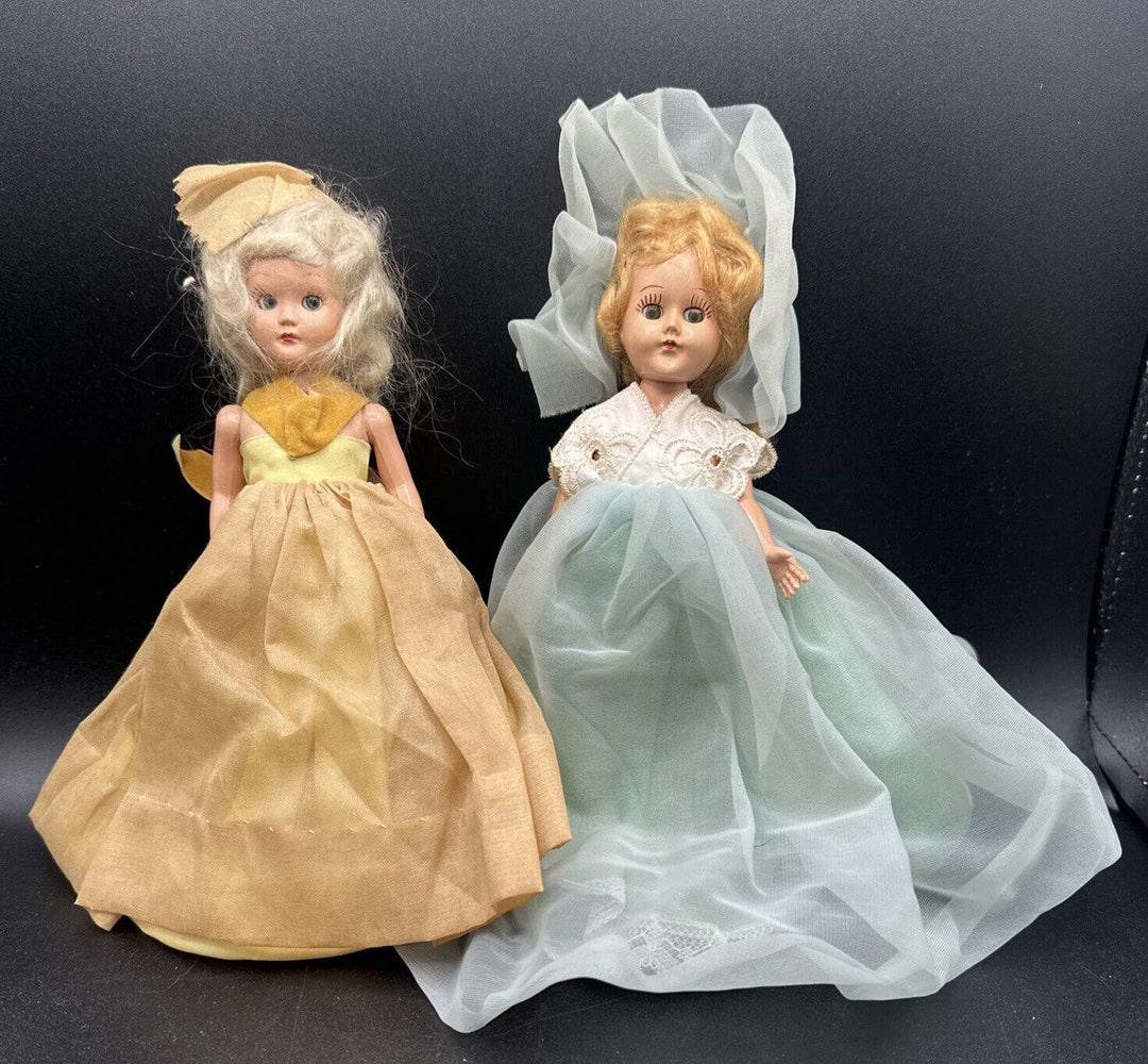 2 Rare 1948 Duchess Dolls 7 1/2" Sleepy Eye Arms Move Doll Long Dress ...