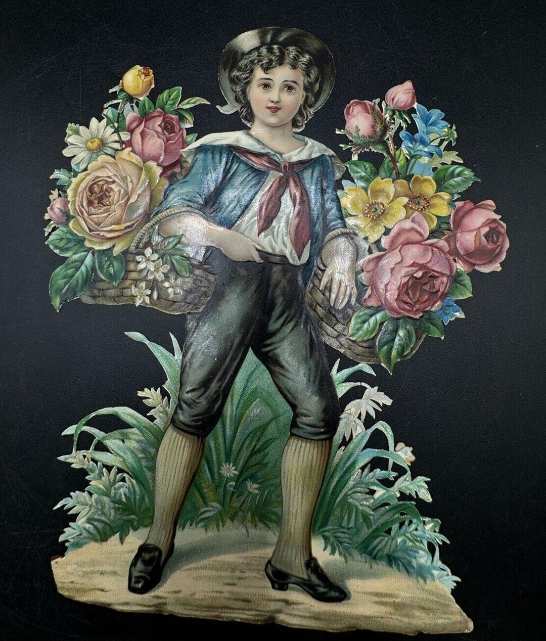 1800’s Large DIE CUT Young VICTORIAN Boy Scrap Paper Figure Antique 9 ...