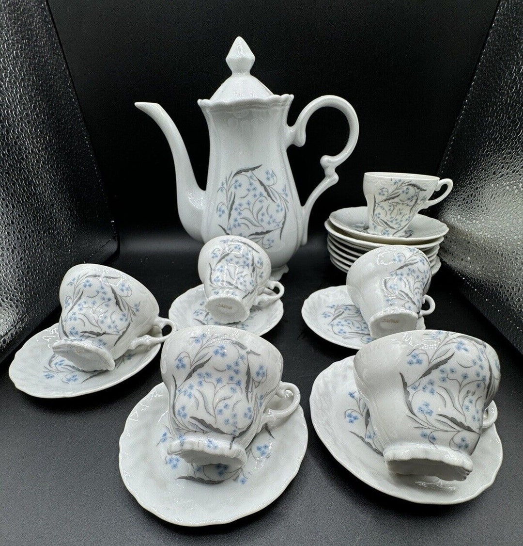 Harmony Made in Japan Blue Flower Tea Set Teapot Plates & Cups Small ...