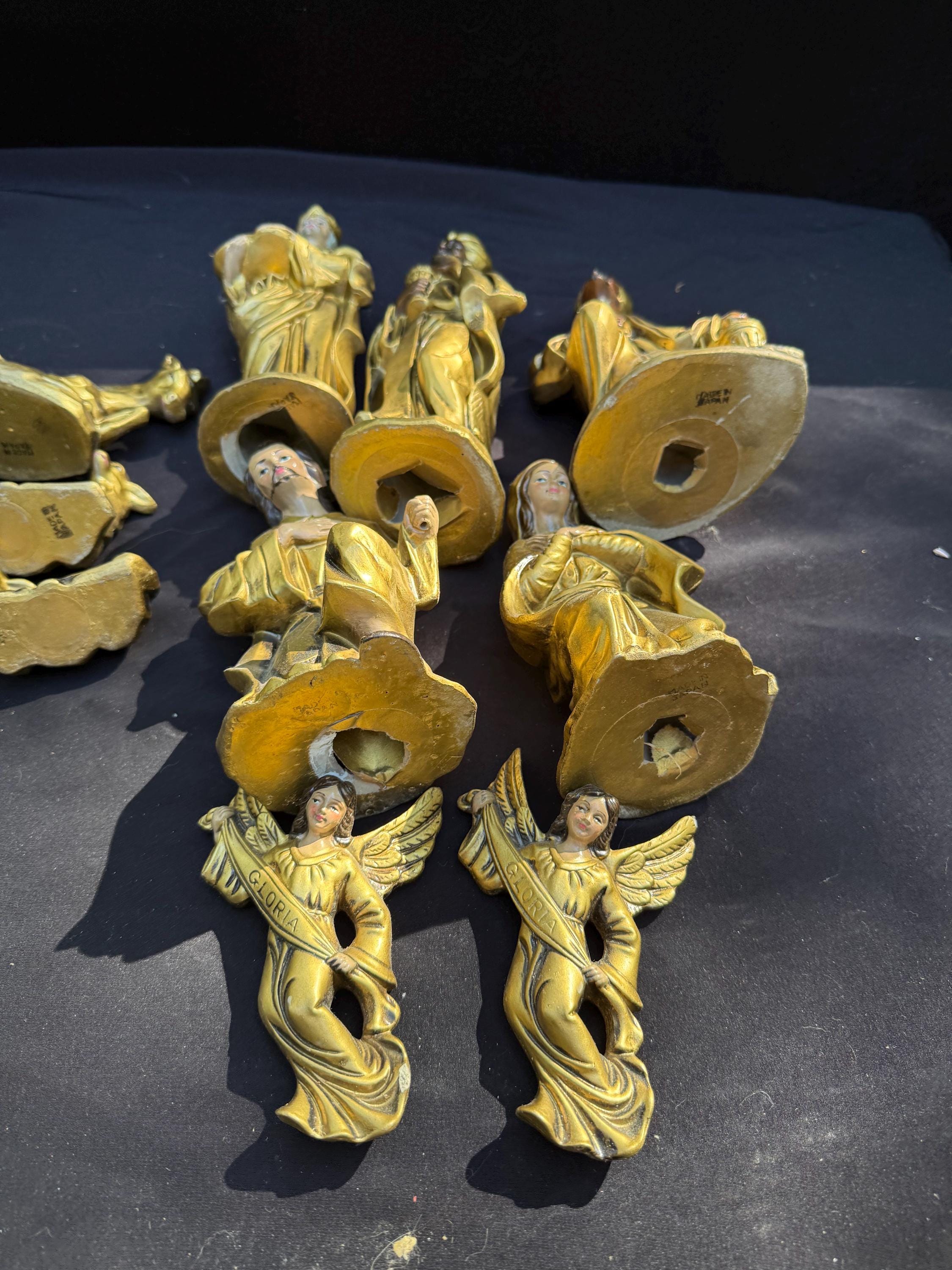 Vintage Chalkware Early 1950’s Made in Japan Large Size GOLD Nativity ...