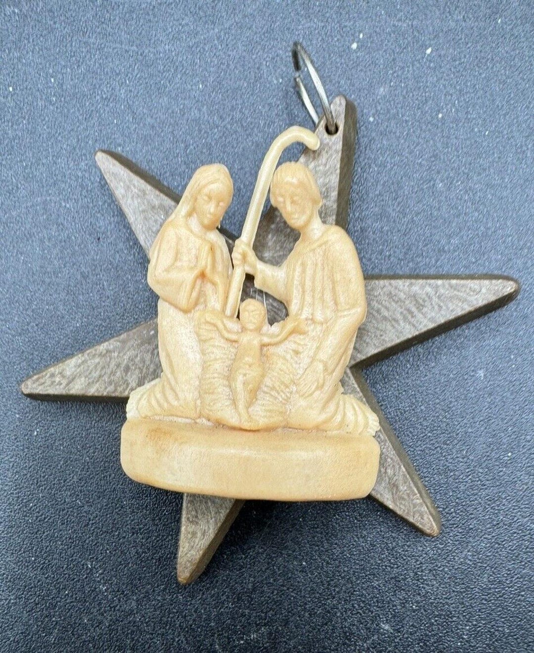 1960s MCM Mini Plastic Nativity Scene on Star Christmas Ornament 3D S1S ...