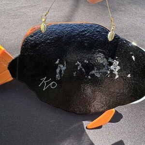 Colorful Floating Fish Fused Art Glass Handmade Plaque Signed! -A53 2 ...